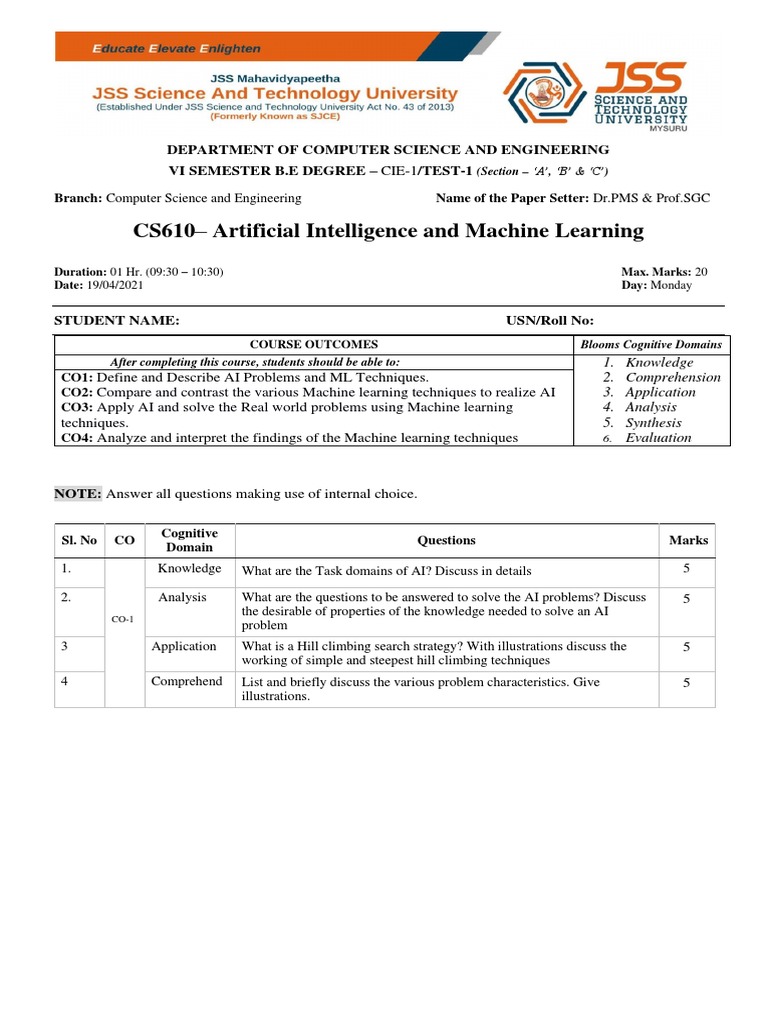 Analysis of an Artificial Intelligence and Machine Learning Exam ...