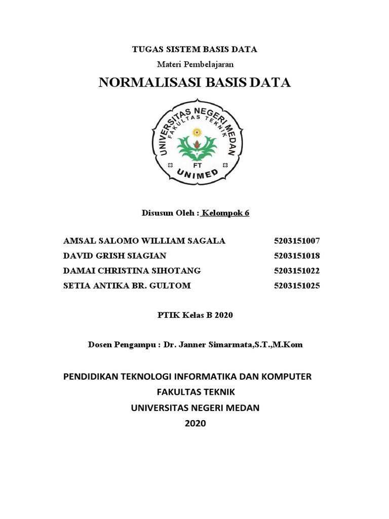 Kelompok 6 - Normalisasi Basis Data | PDF