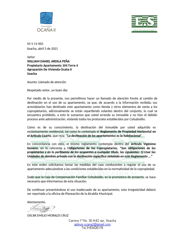 Carta en Estilo Bloque Extremo | PDF