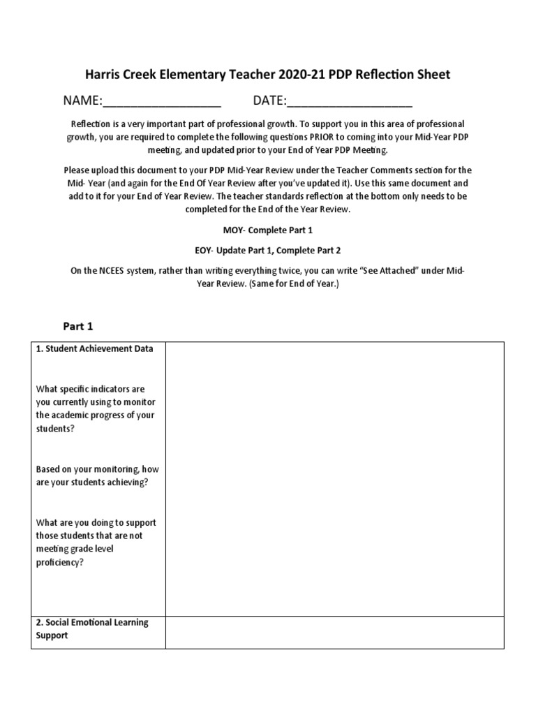 PDP Reflection Sheet 2020-21 | PDF | Teachers | Human Nature