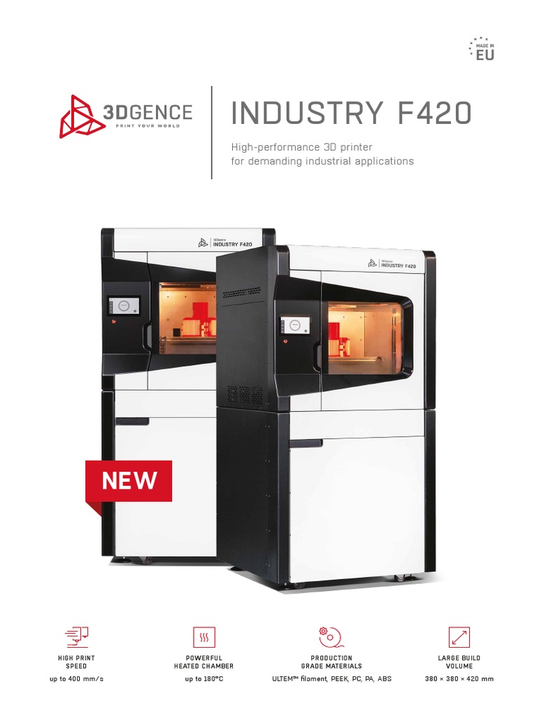 Industry F420: High-Performance 3D Printer For Demanding Industrial ...