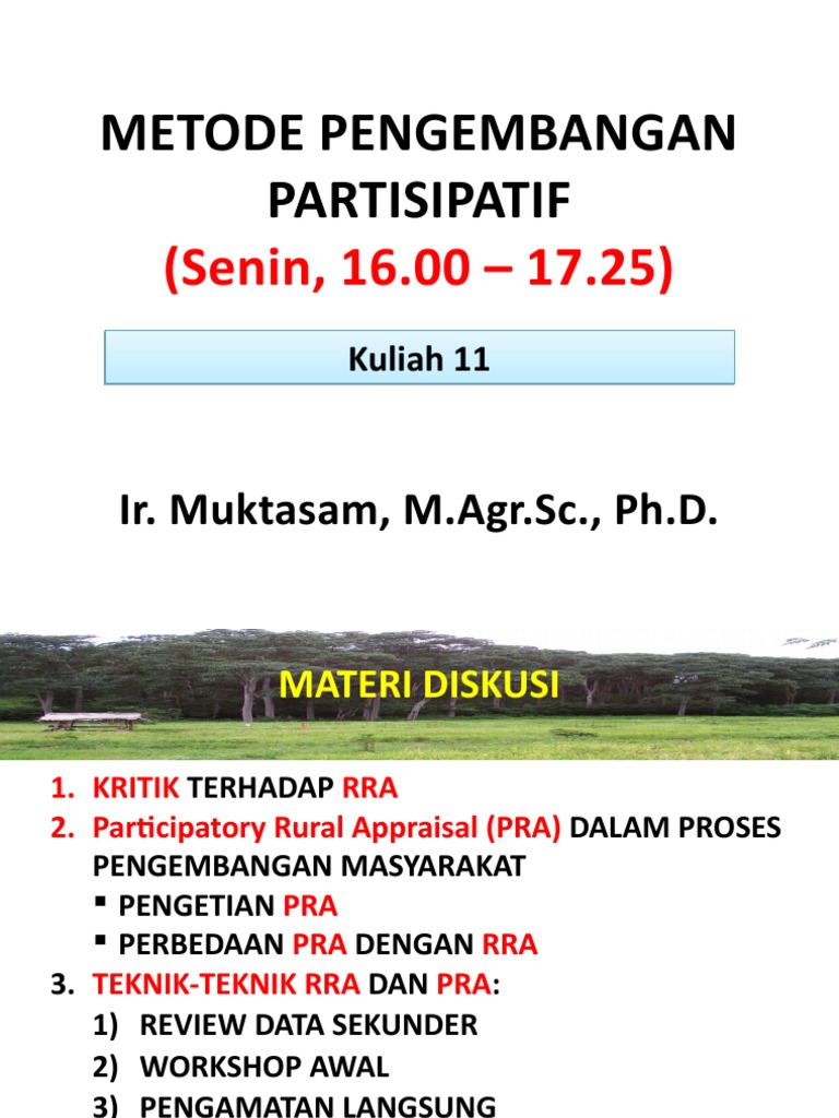 Kuliah 11 Metode Pengembangan Partisipatif 11 - Mei 2020-1 | PDF