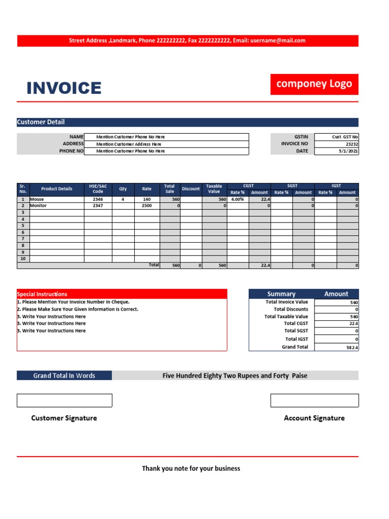 Invoice Template for Product Sales | PDF | Office Equipment | Computer ...