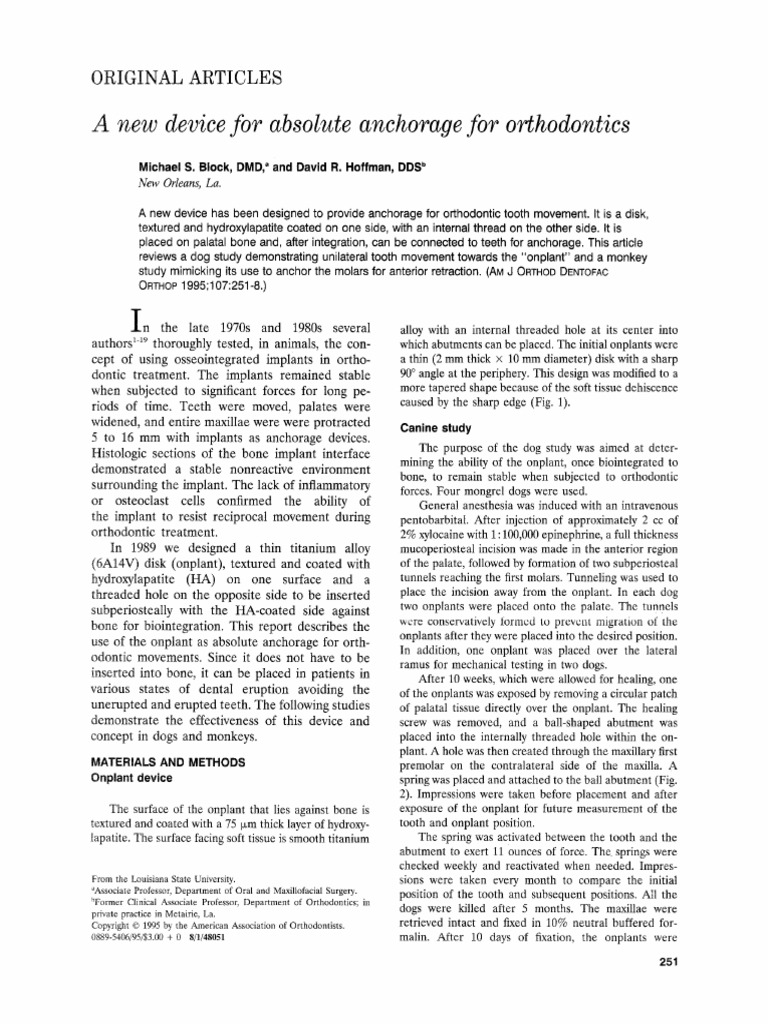 A New Device For Absolute Anchorage For Orthodontics | PDF | Dental ...