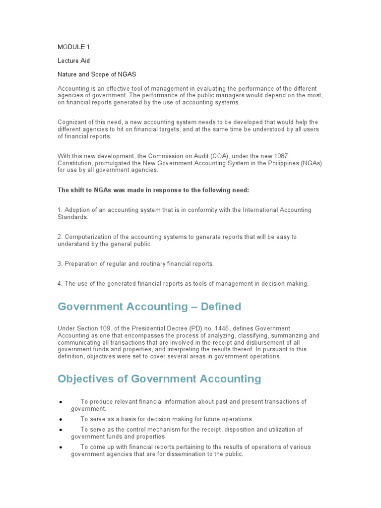An Introduction To The New Government Accounting System Ngas In The