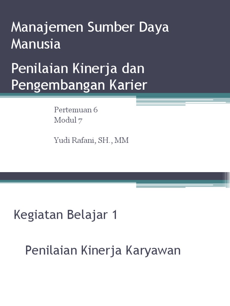 Pertemuan 6 - MSDM - Modul 7 | PDF | Karier & Perkembangan