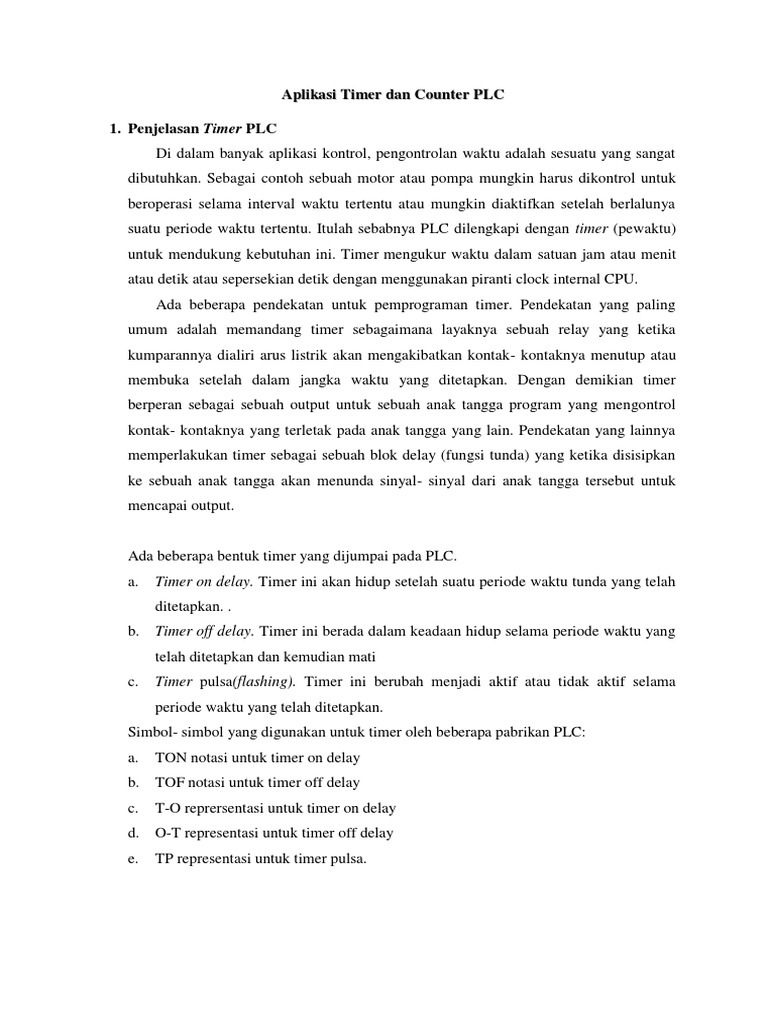 Panduan Timer PLC untuk Pemula | PDF | Sains & Matematika | Teknologi ...