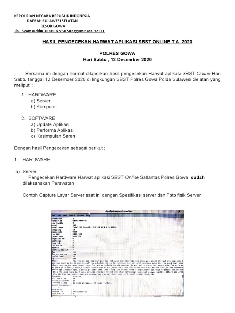 Contoh Format Harwat SBST Polda | PDF