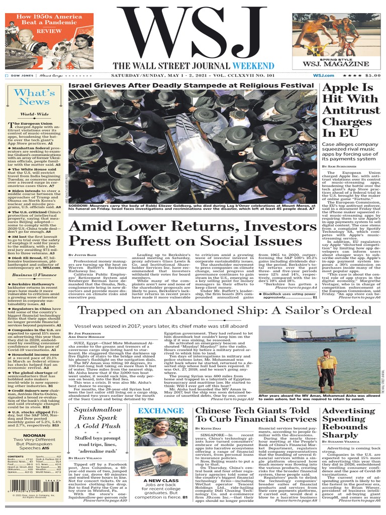 The Wall Street Journal Weekend - 05-0102-2021 | PDF | The Wall Street ...