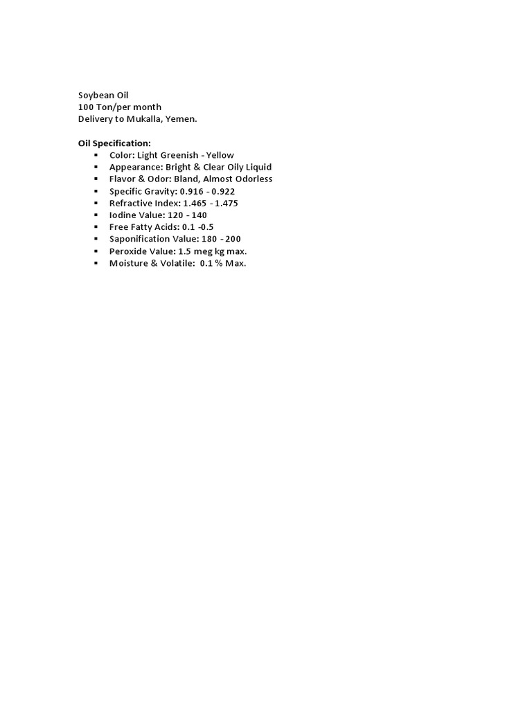 Soybean Oil Specification | PDF