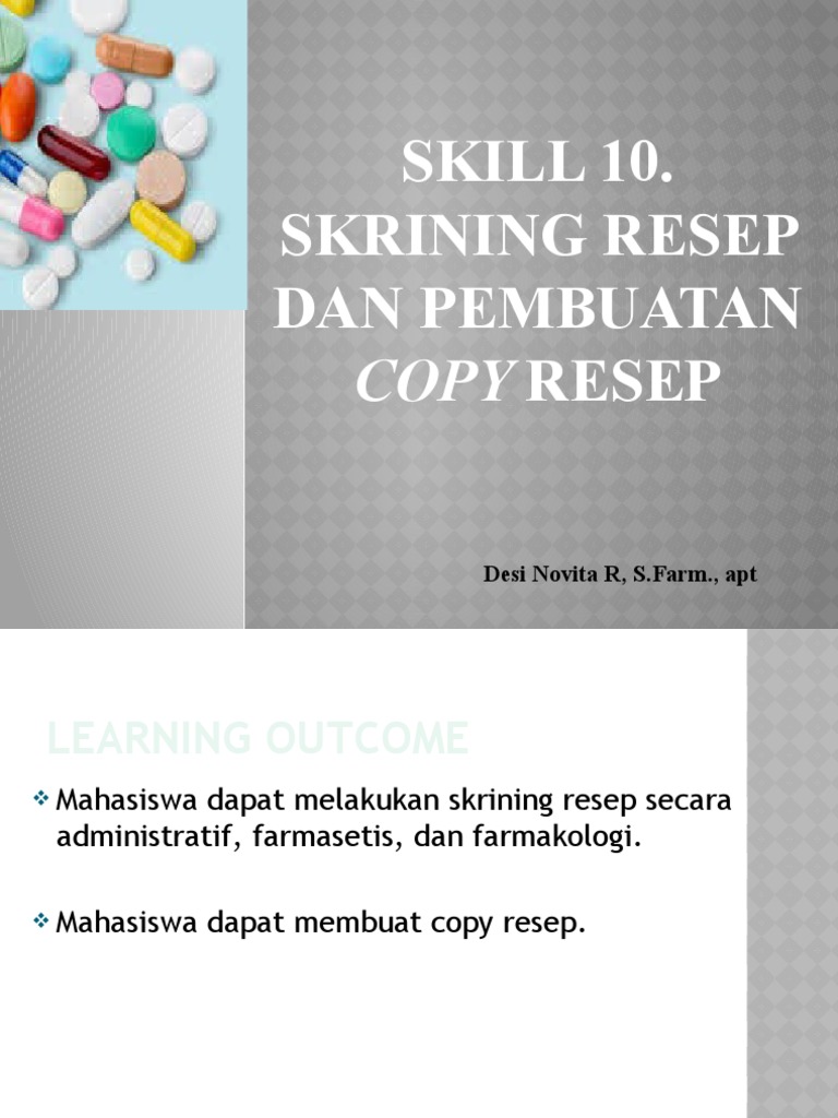 Skrining dan Pembuatan Resep Farmasi | PDF