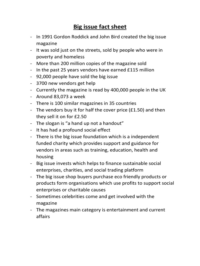 Big Issue Fact Sheet | PDF