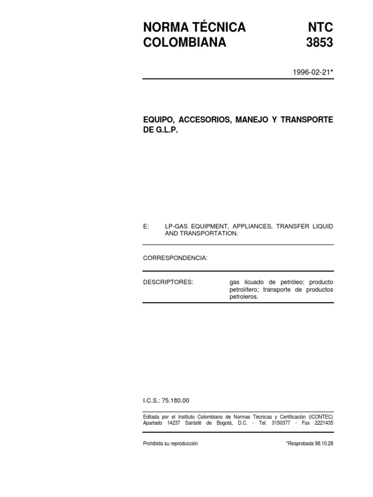 NTC 3853 | PDF | Gas de petróleo licuado | Líquidos