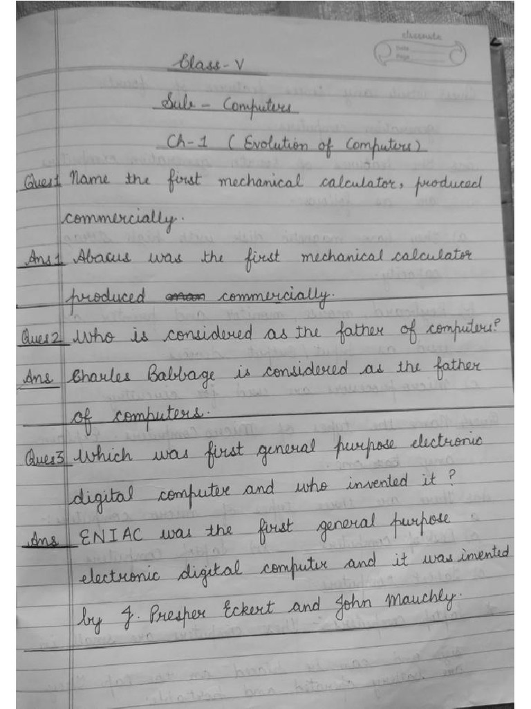 Class-5, CH - Evolution of Computers | PDF