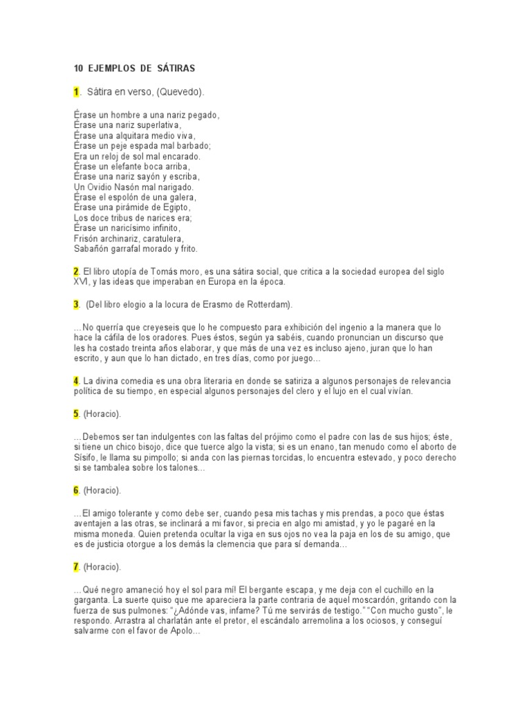 10 Ejemplos de Sátiras | PDF | Sátira