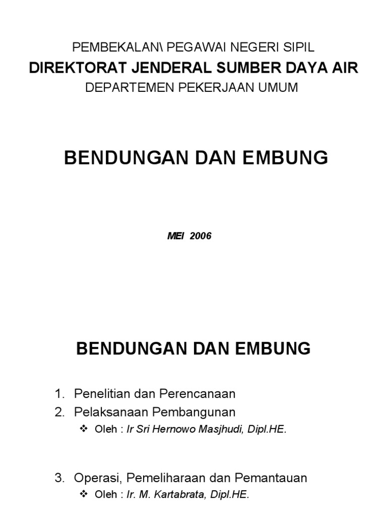 Panduan Bendungan dan Embung di Indonesia | PDF | Sains & Matematika