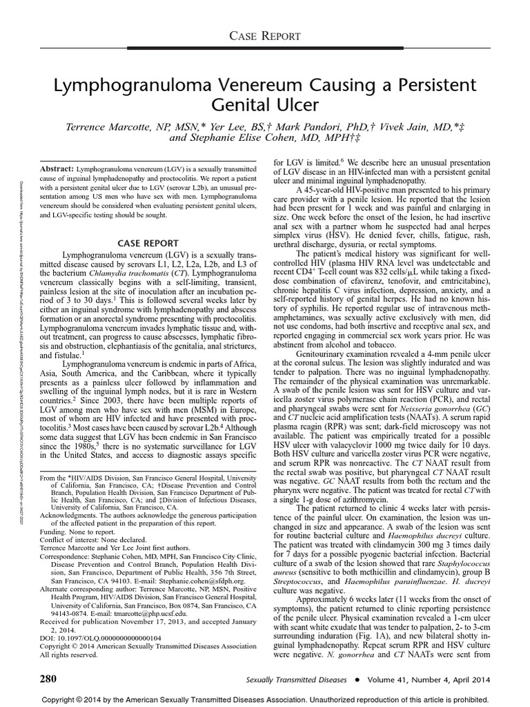 Lymphogranuloma Venereum Causing A Persistent Genital Ulcer | PDF ...