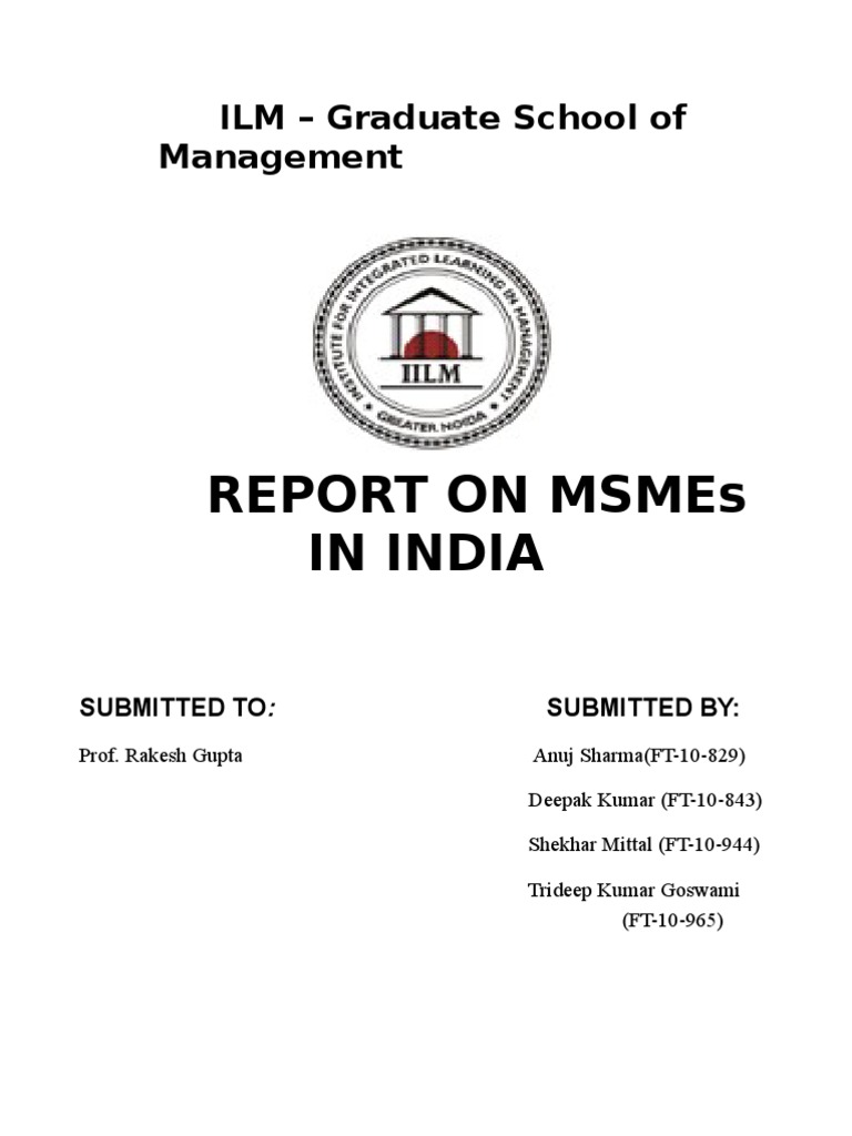 MSME Report | PDF | Small And Medium Sized Enterprises | Entrepreneurship