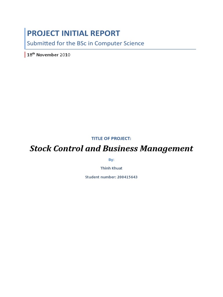 Stock Control Project Report | PDF | Areas Of Computer Science | Databases