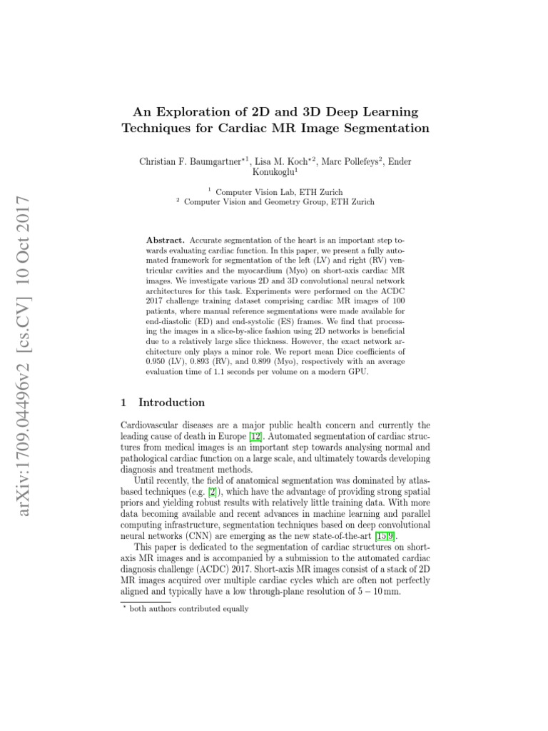 An Exploration of 2D and 3D Deep Learning Techniques For Cardiac MR ...