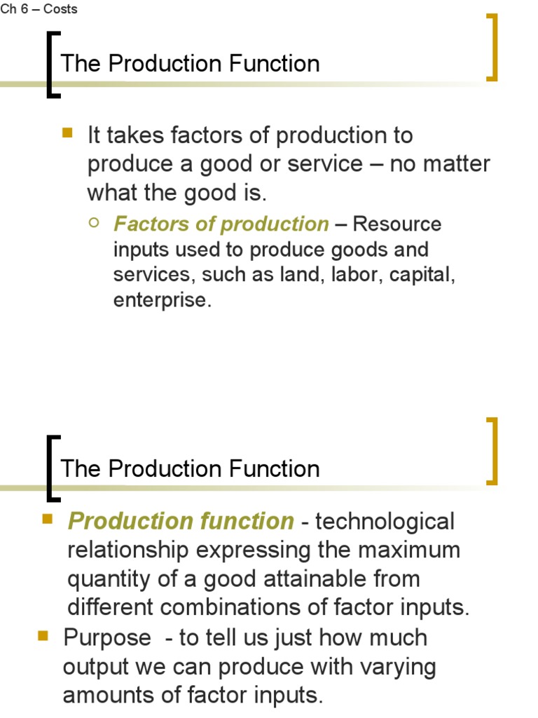 Understanding Production and Cost Functions | PDF | Production Function ...