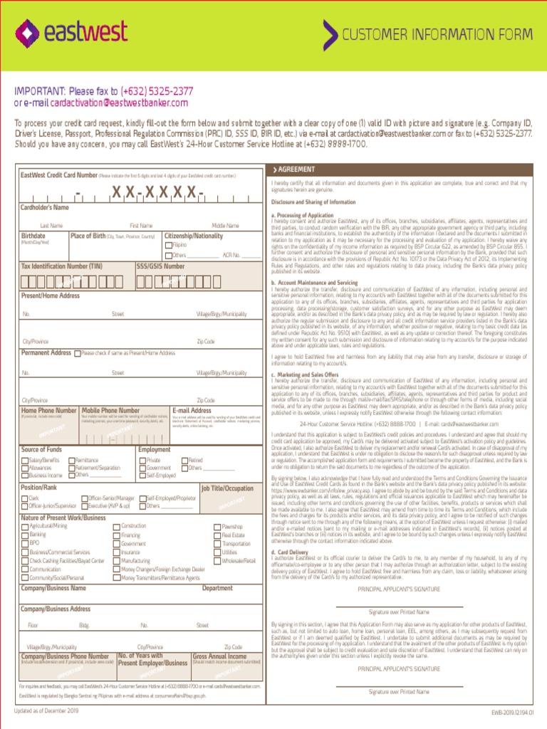 Activation Form | PDF | Privacy Policy | Credit Card