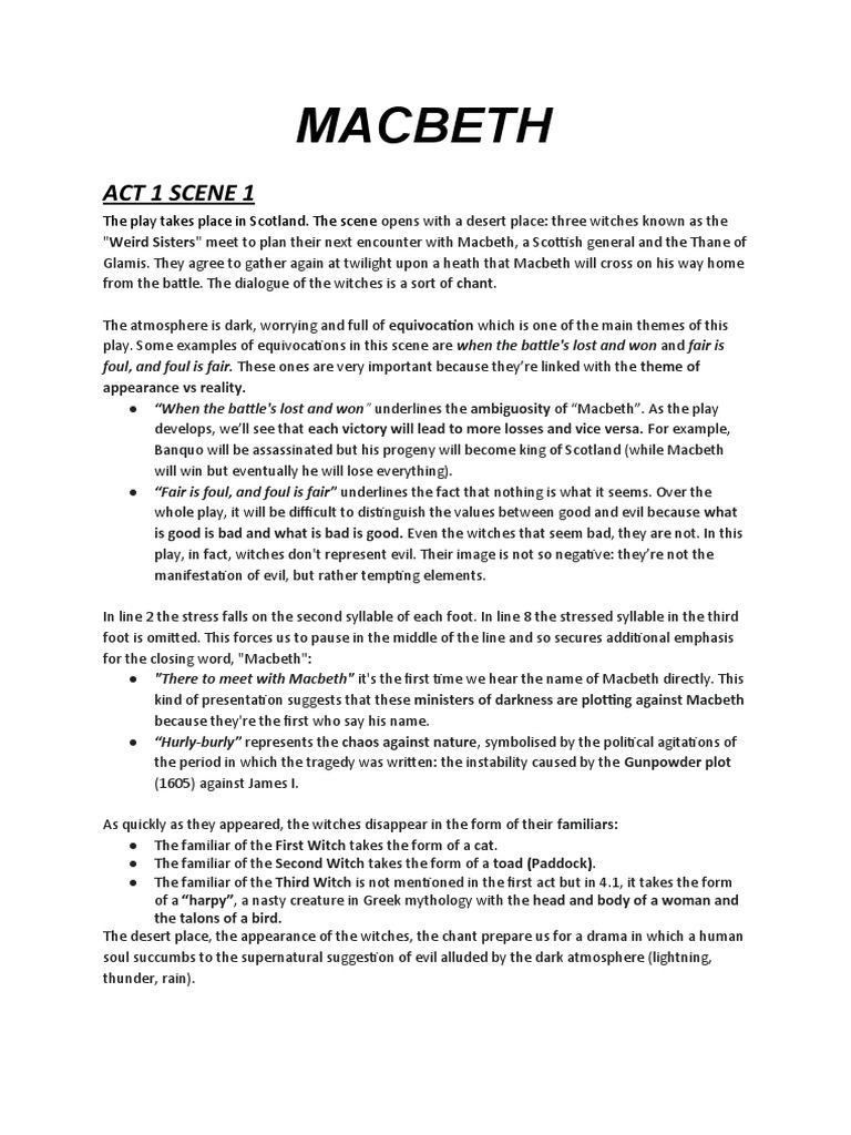 Macbeth: Act 1 Scene 1 | PDF | Macbeth