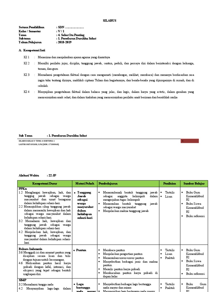 Silabus ST 1, K5 | PDF