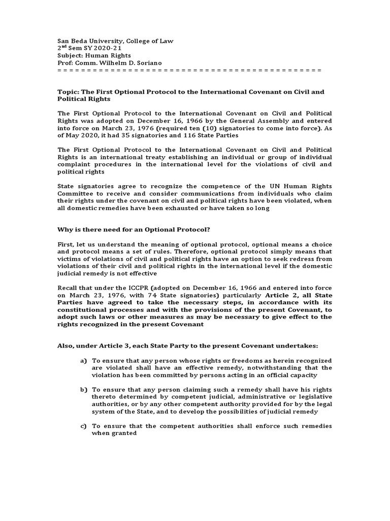 Law Students' Guide to ICCPR Protocol | PDF | Treaty | Capital Punishment