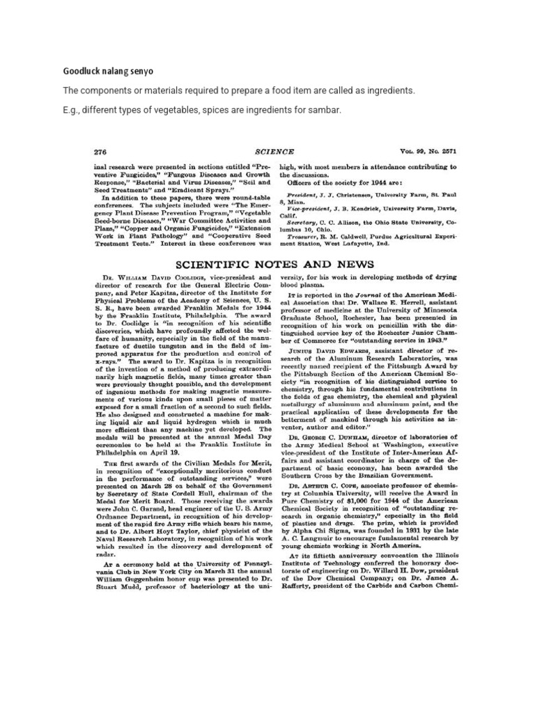 Food Science Notes | PDF