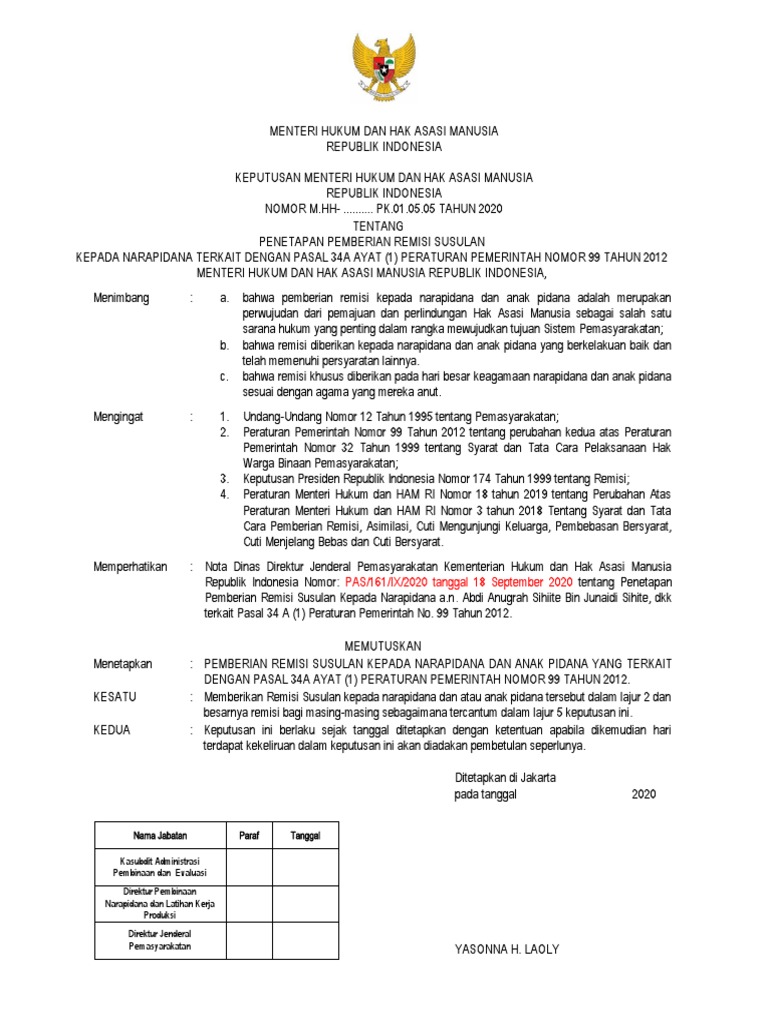 Penetapan-remisi-Abdi Anugrah Sihiite Bin Junaidi Sihite | PDF