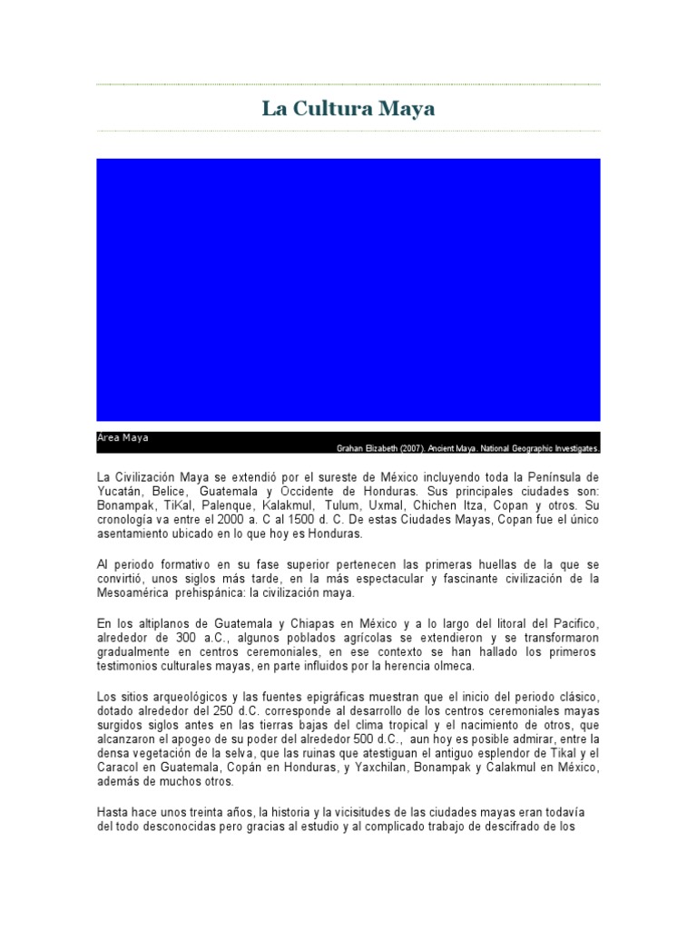 La Cultura Maya | Descargar gratis PDF | Civilización maya | Mesoamérica