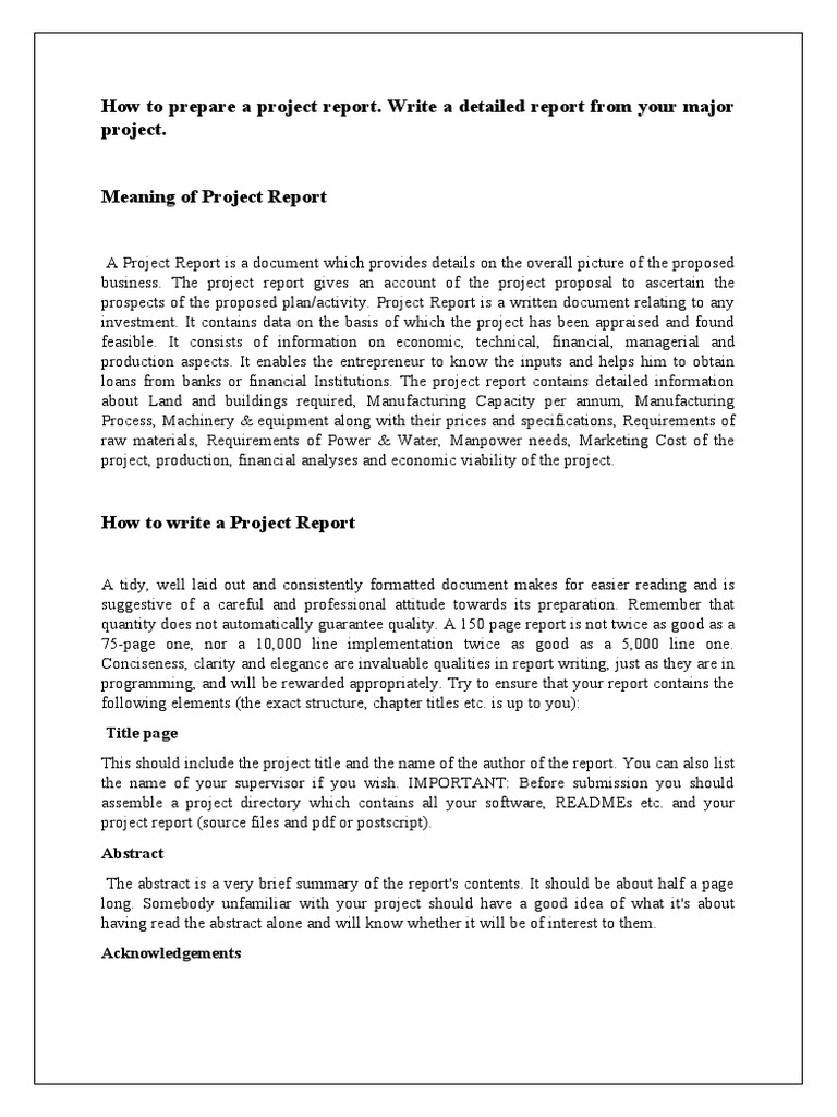 How To Prepare A Project Report. Write A Detailed Report From Your ...
