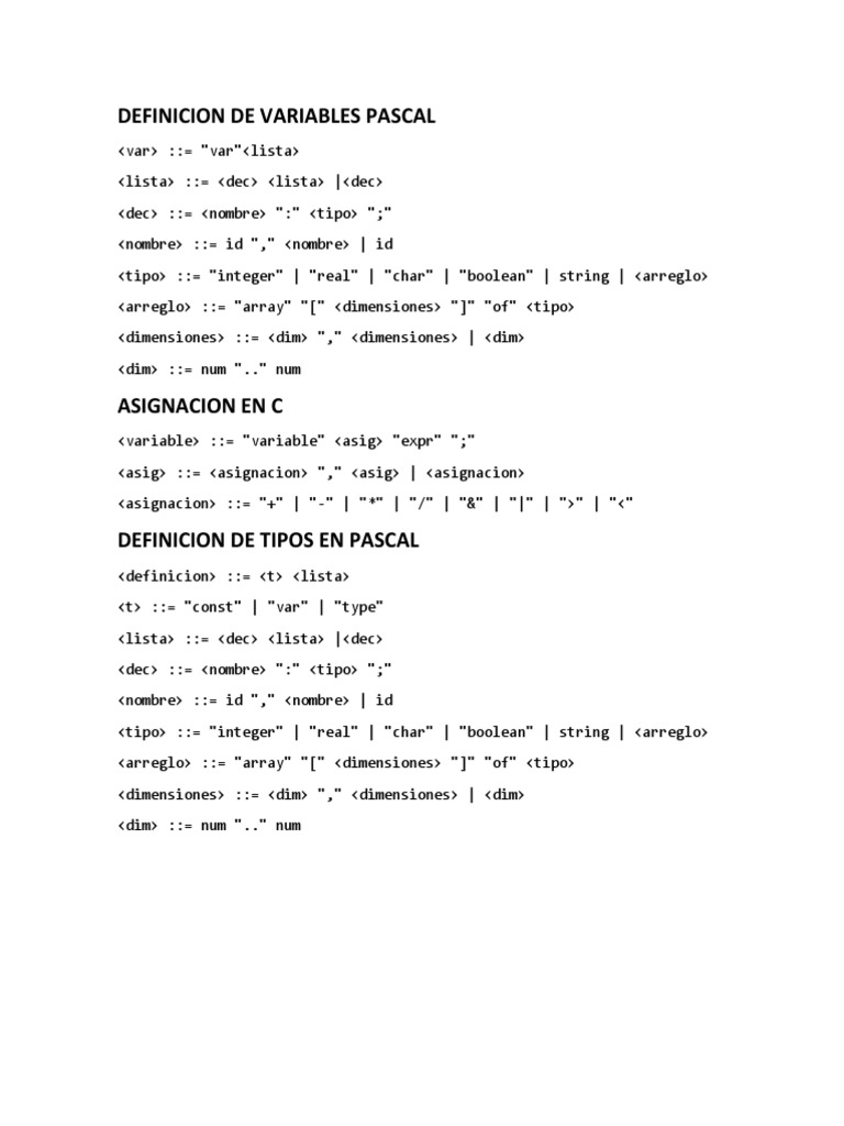 Definicion de Variables Pascal | PDF