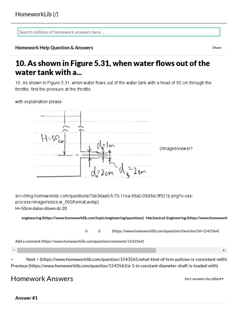 As Shown in Figure 5.31, When Water Flows Out of The Water Tank With A ...