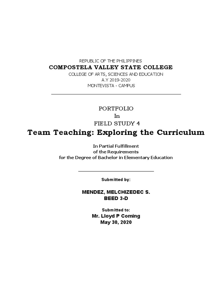 Team Teaching: Exploring The Curriculum: Compostela Valley State ...