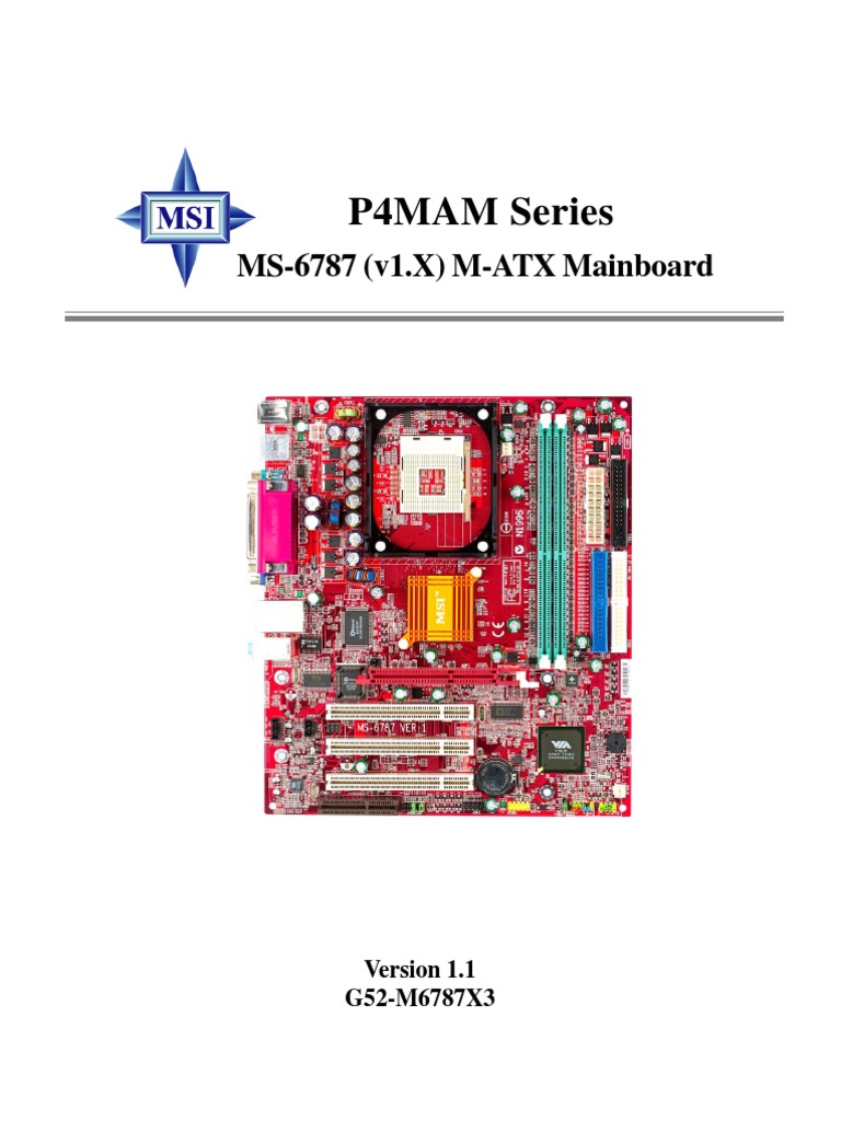 Microstar ms6787 | PDF | Usb | Bios