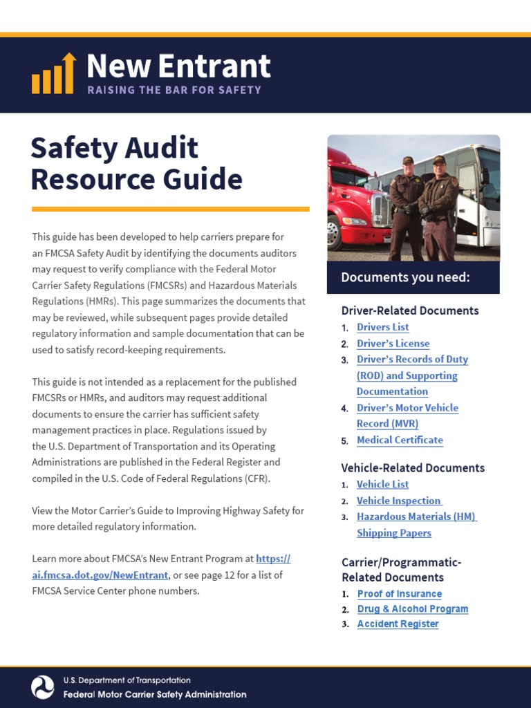 DOT New Entrant Safety Audit Guidebook | Download Free PDF | Dangerous ...