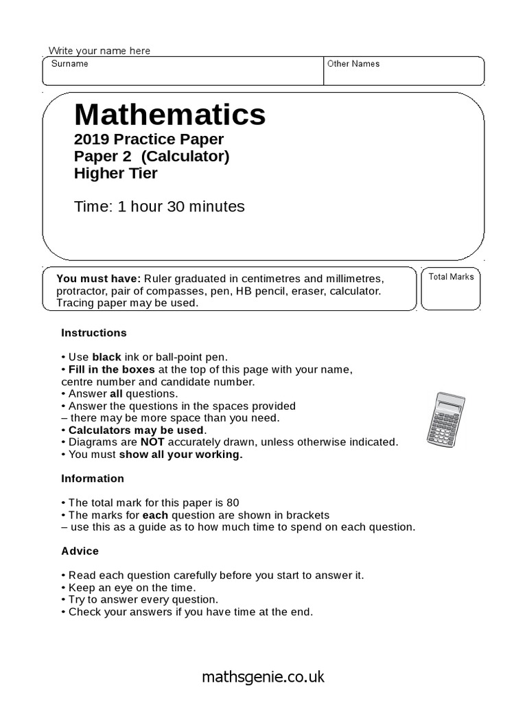 2019 Paper 2 Higher | PDF | Circle | Geometry