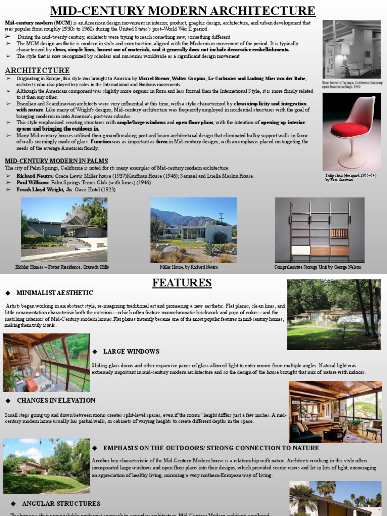Mid-Century Modern Architecture Overview | PDF | Architectural Styles ...