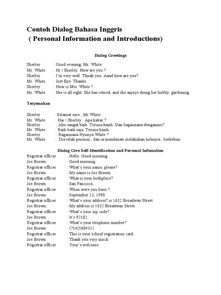 Contoh Dialog Bahasa Inggris | PDF