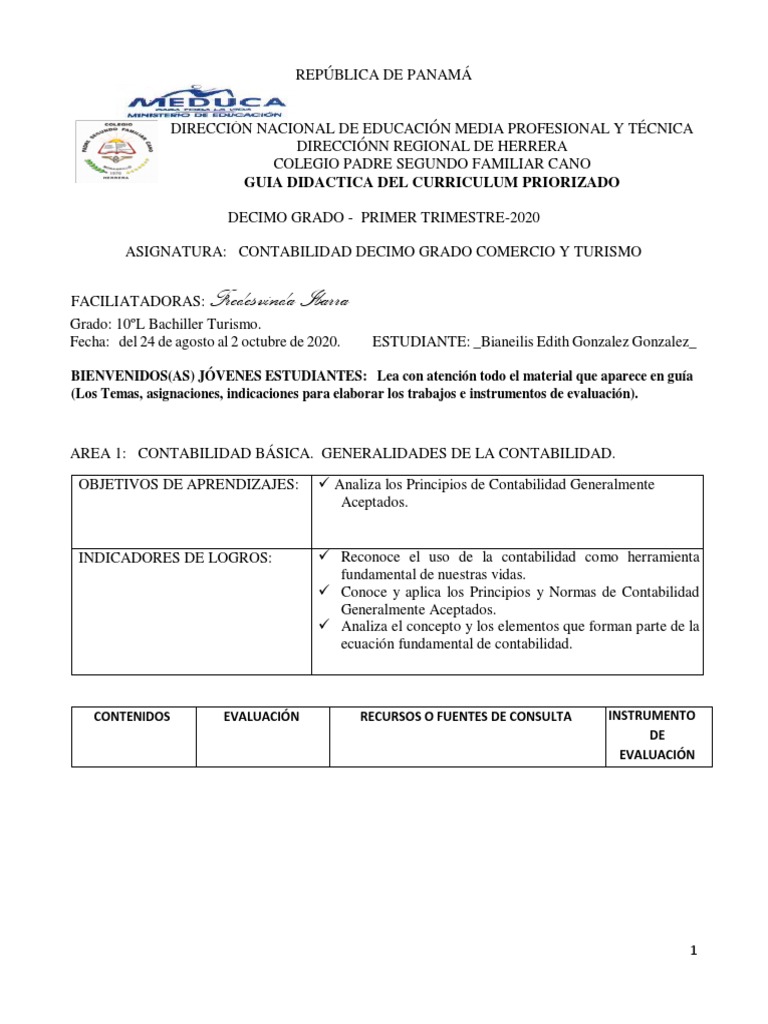 Guia De Decimo Grado Segundo Mes Bianeilis Pdf Devengo Contabilidad