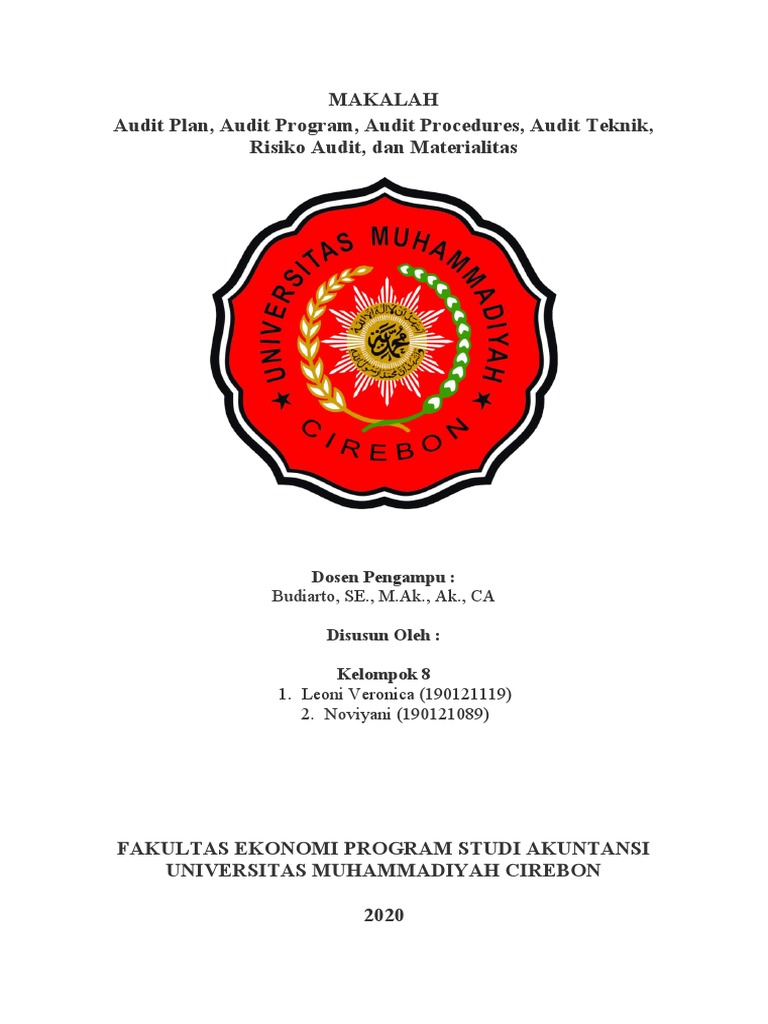 Kelompok 8 Audit Plan, Audit Program, Audit Procedures, Audit Teknik, Risiko Audit, Dan ...