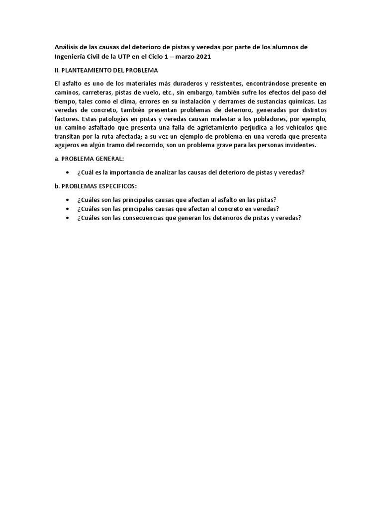 Formulacion Del Problema (General y Específico) | PDF