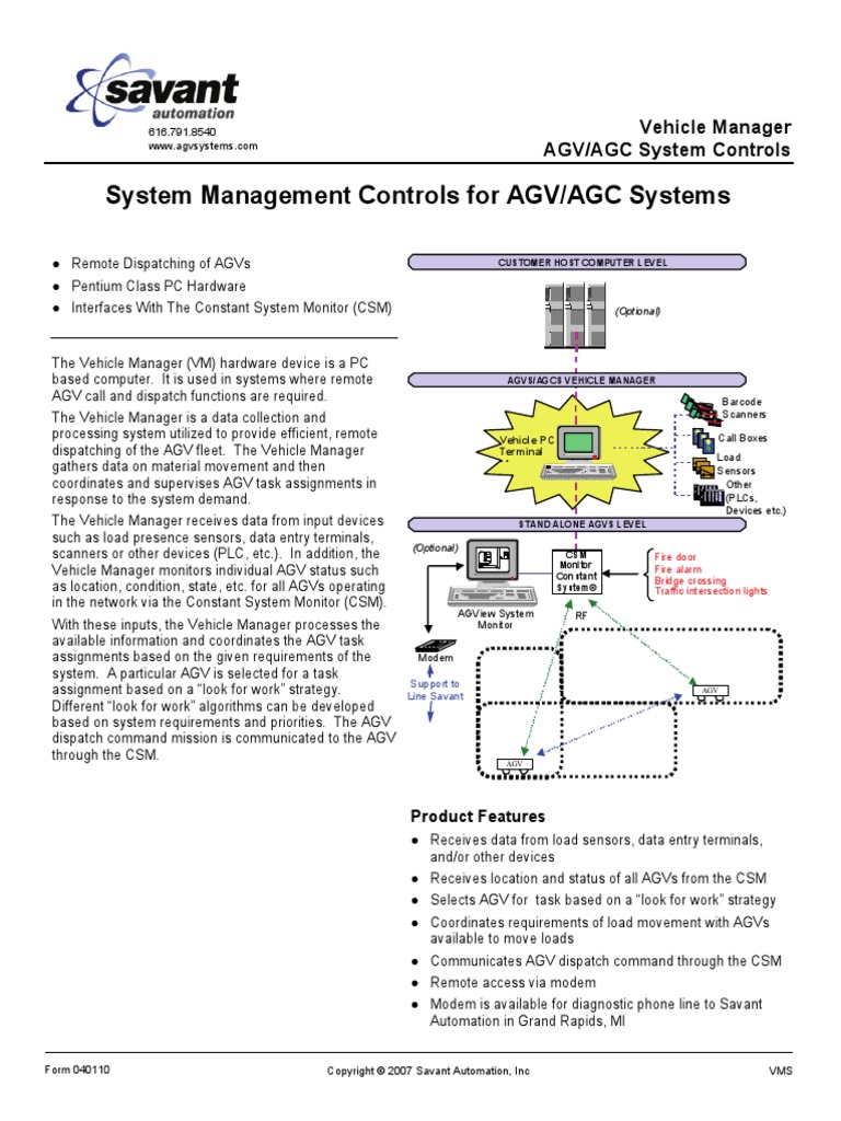 System Management Controls For AGV/AGC Systems | PDF | Computer ...