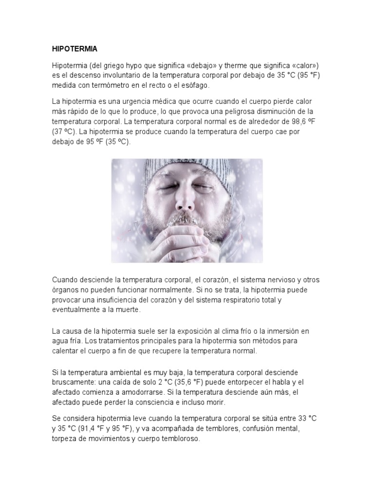 HIPOTERMIA | PDF | Hipotermia | Medicina CLINICA