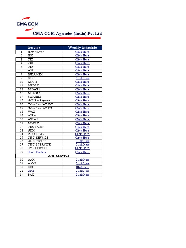 Cma CGM Schedules 2404 | PDF | Shipping | Water Transport