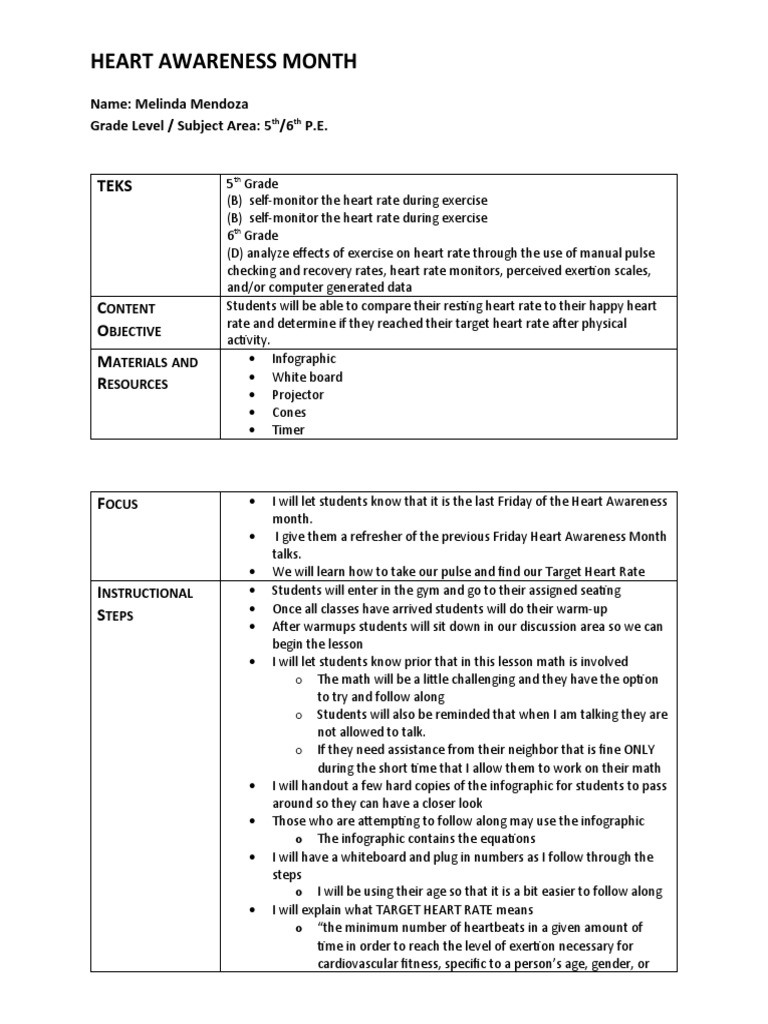 Target Heart Rate Lesson | PDF | Heart Rate | Communication