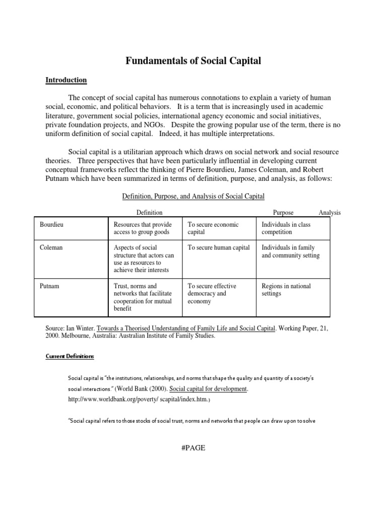 Understanding Social Capital Concepts | PDF | Social Capital | Community