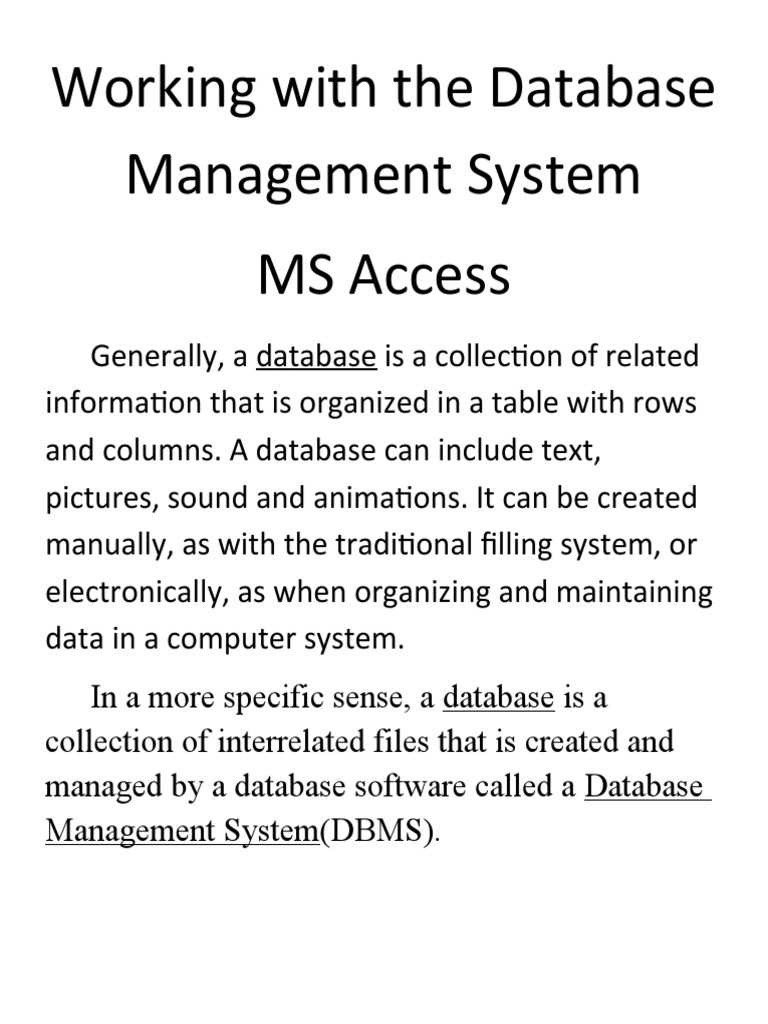 Working With The Database Management System | PDF | Databases | Relational Model